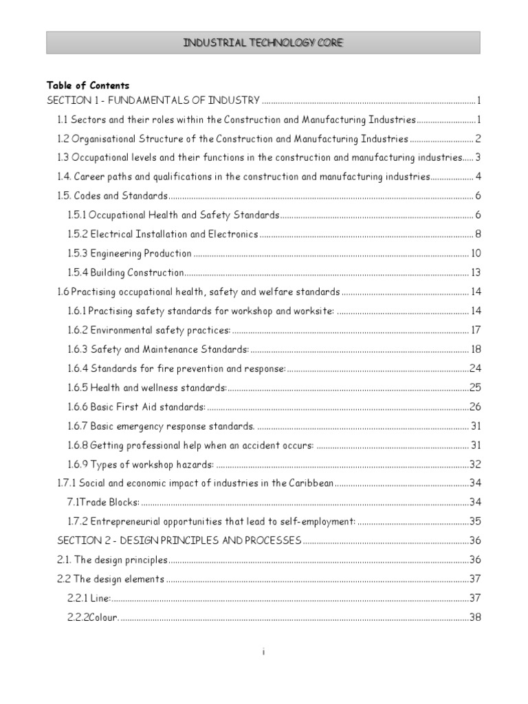 INDUSTRIAL TECHNOLOGY CORE HANDBOOK - Sir Belle | PDF