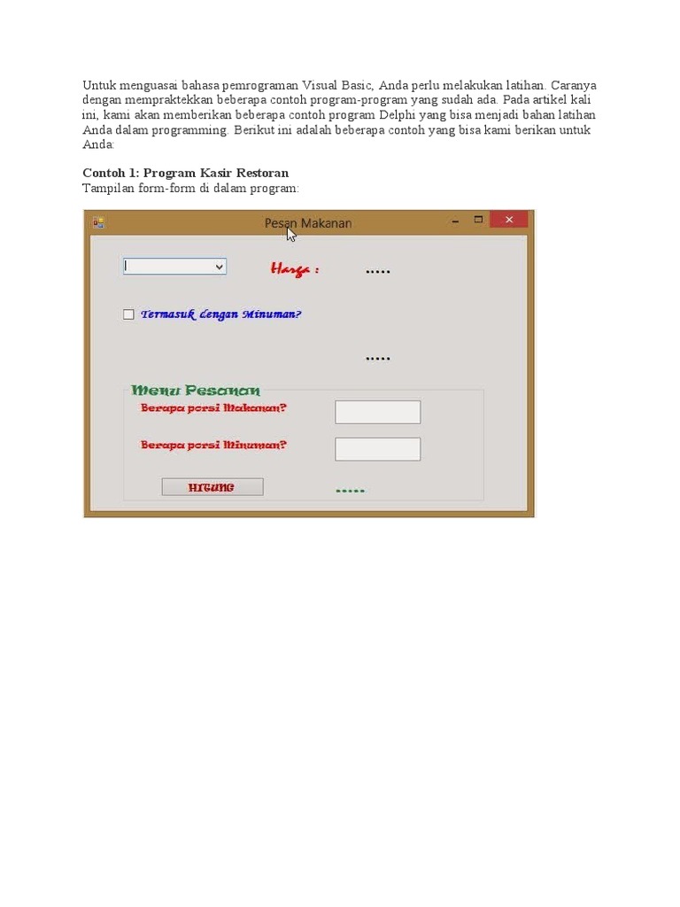 Untuk Menguasai Bahasa Pemrograman Visual Basic | PDF