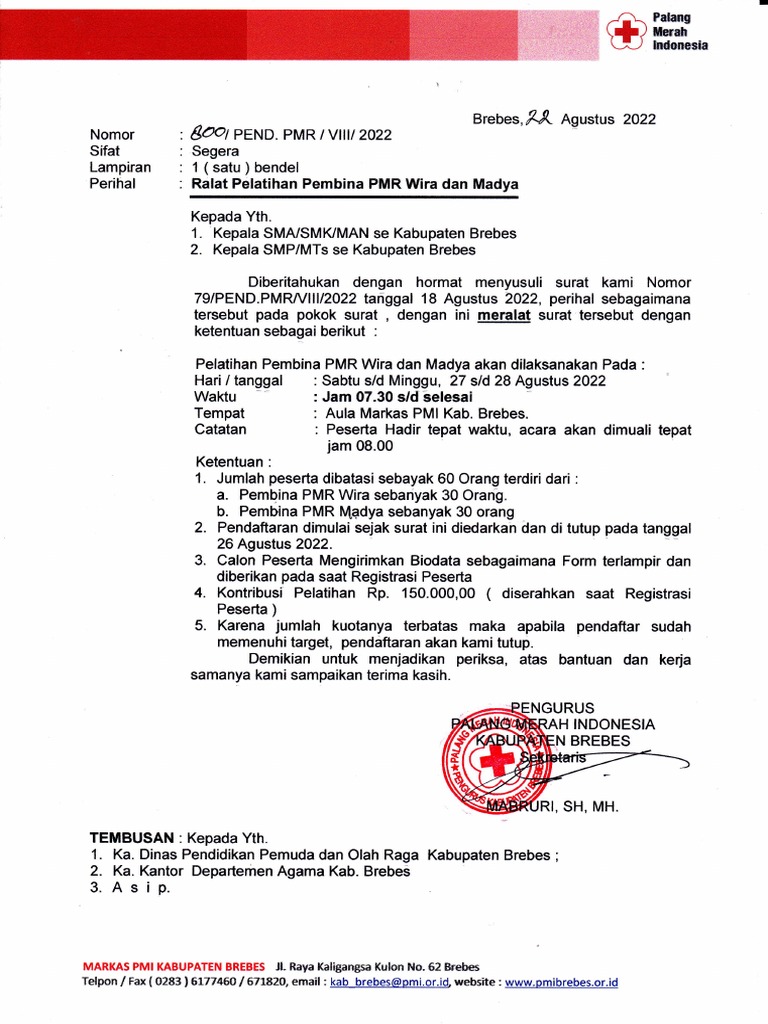 Surat Ralat Pelatihan Pembina | PDF