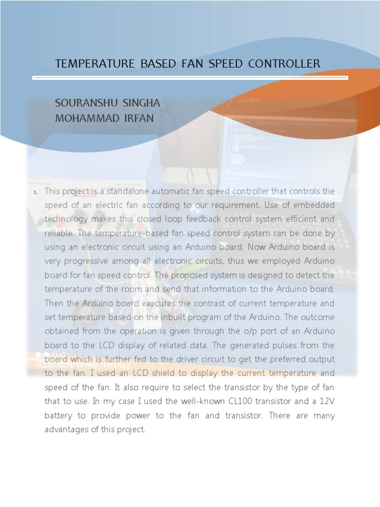 Temperature Based Fan Speed Controller | PDF