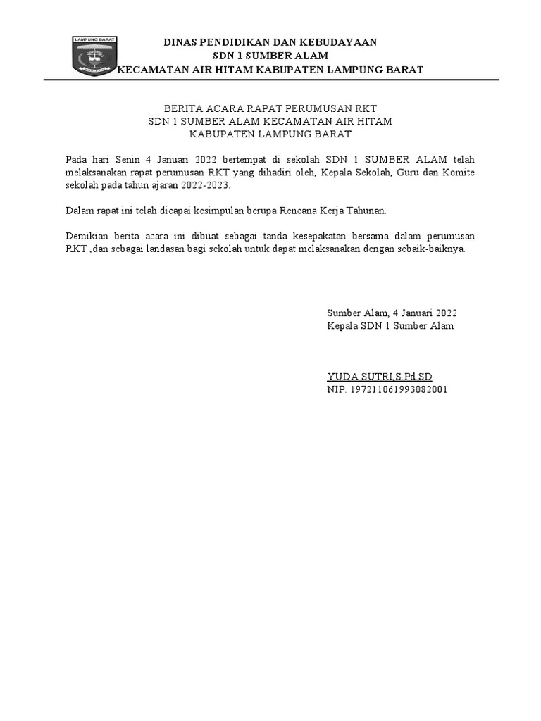 BERITA ACARA RKT Baru | PDF