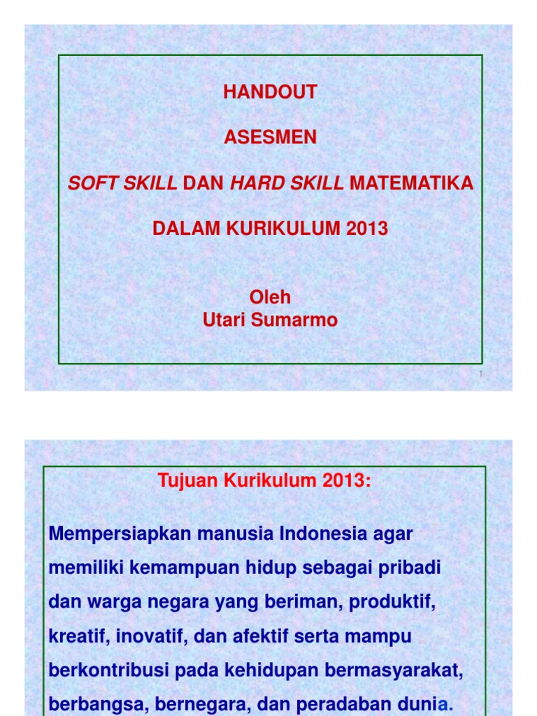 Adoc - Pub - Handout Asesmen Soft Skill Dan Hard Skill Matemati | PDF