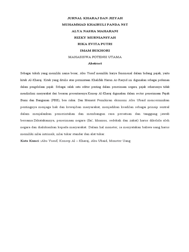 Jurnal Kharaj Dan Jizyah 1 | PDF