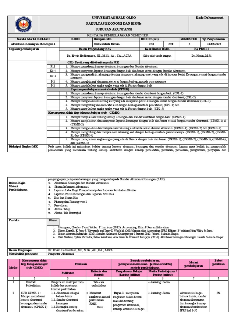 RPS Ak. Menengah 1 | PDF