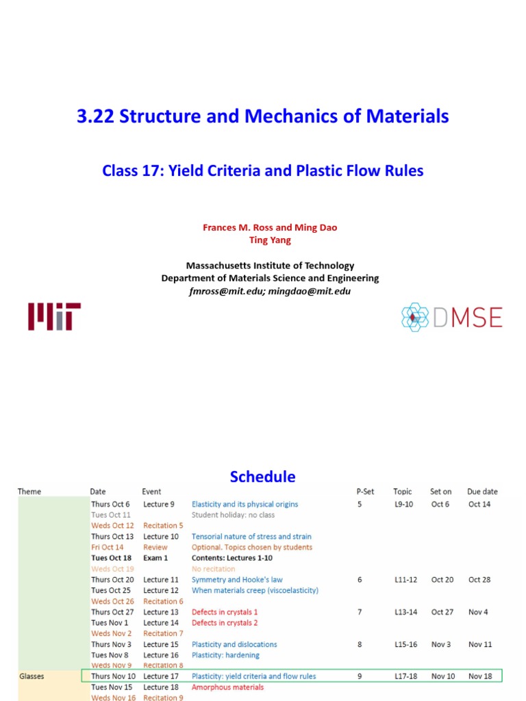 322 F22 Lecture17 Yield Criteria Flow Rules | PDF | Plasticity (Physics) | Deformation (Engineering)