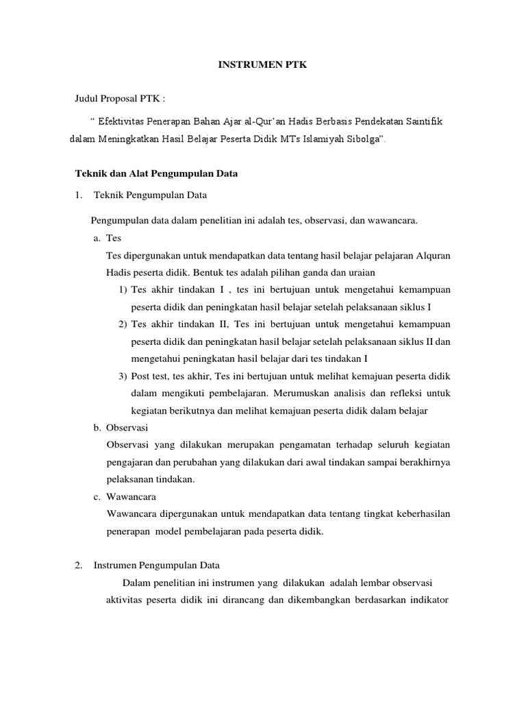 Instrumen PTK PPL 1 | PDF