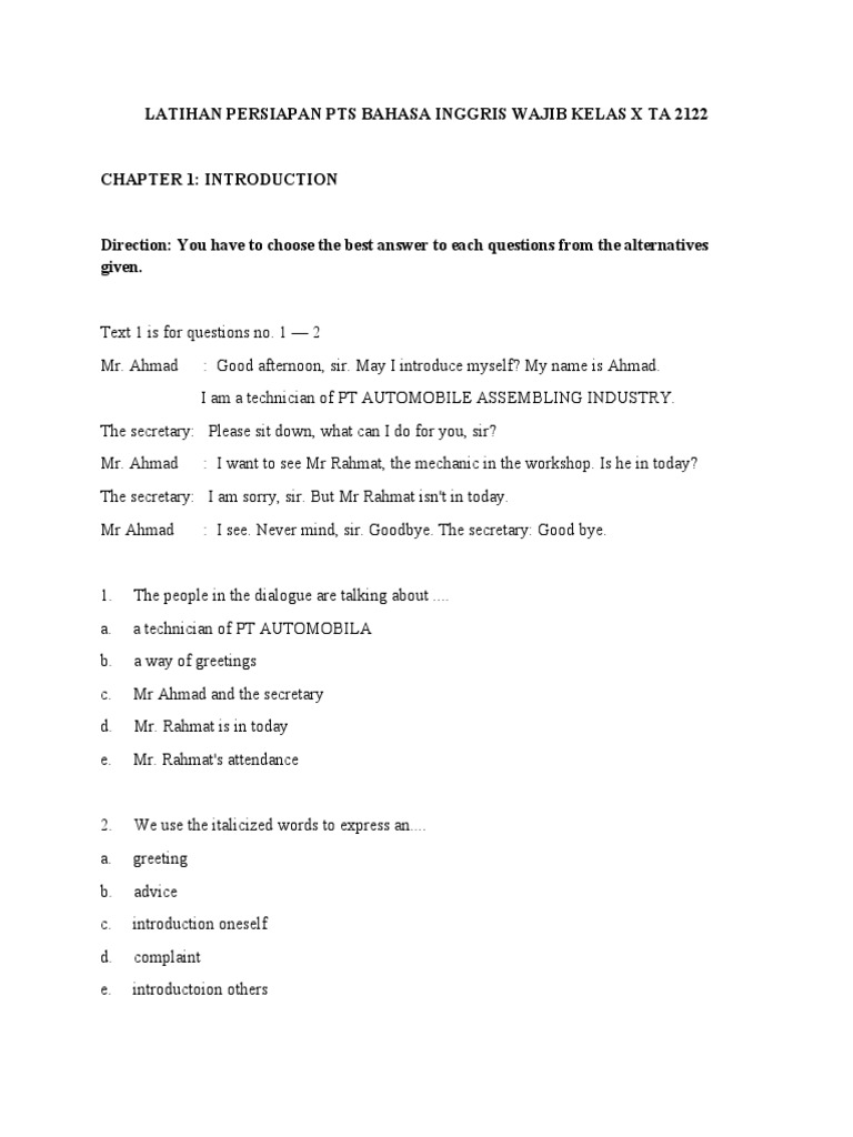 Latihan Soal Pts Ge Xi 2122 | PDF