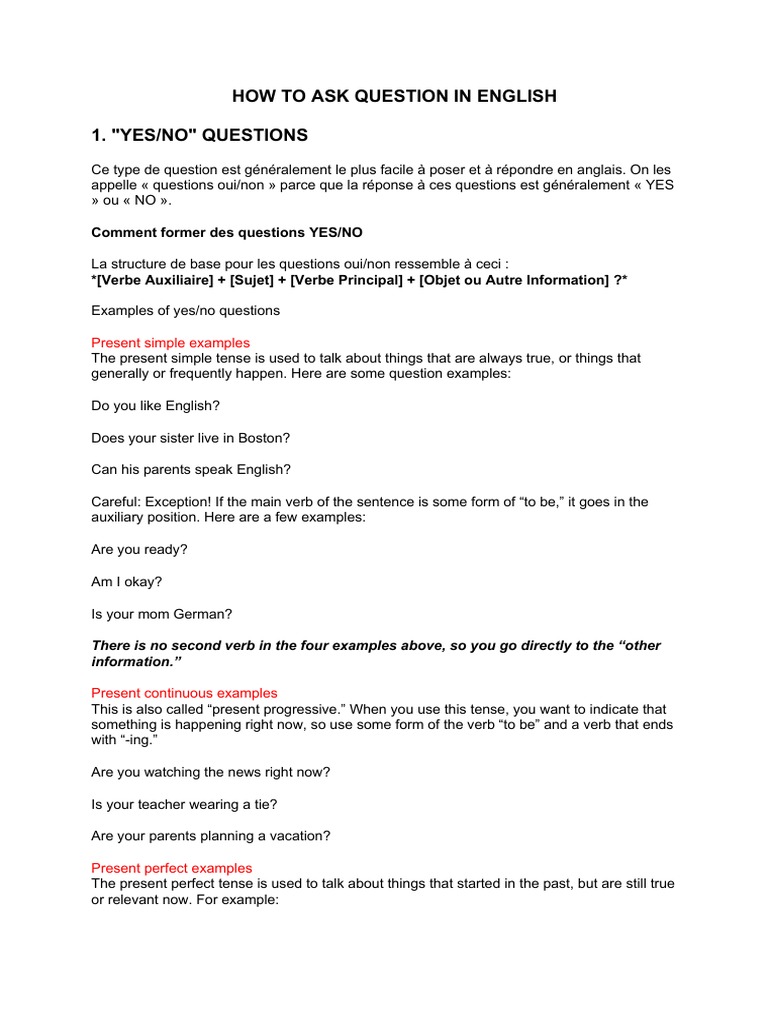 English Question Formation Guide | PDF | Verb | Question