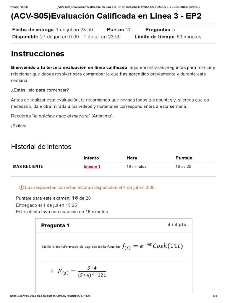 (ACV-S05)Evaluación Calificada en Linea 3 - EP2_ CALCULO PARA LA TOMA DE DECISIONES (31919) | PDF