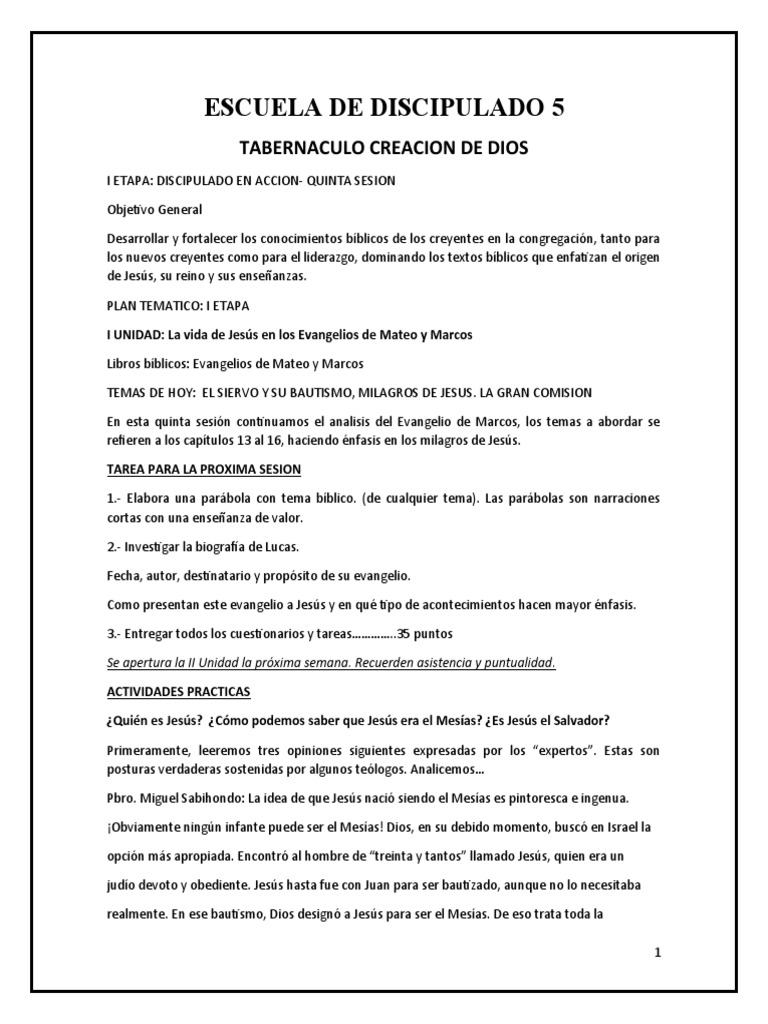 Escuela de Discipulado 5 | PDF | Jesús | Evangelio de Mateo