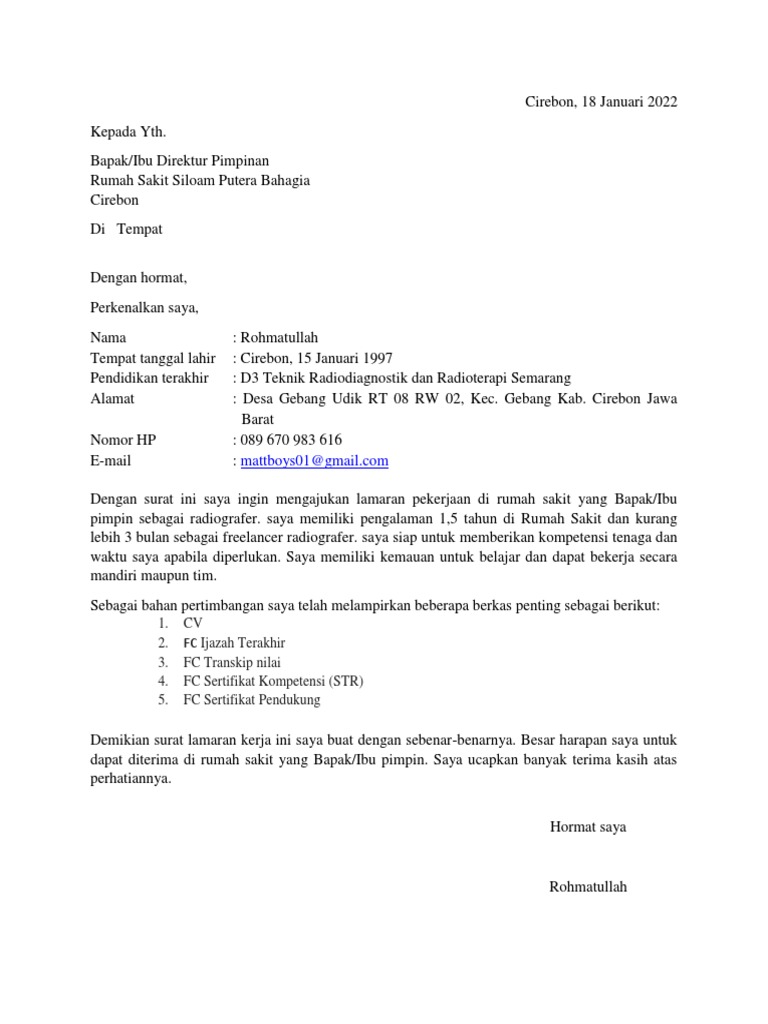 Lamaran Pekerjaan Radiografer | PDF | Sains & Matematika
