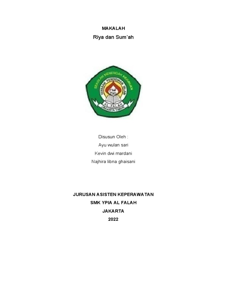 Makalah Riya Dan Sum'ah | PDF