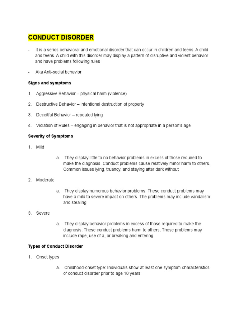Conduct Disorder | PDF | Mental Disorder | Psychology