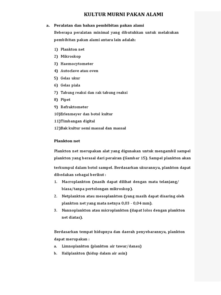 Kultur Murni Pakan Alami | PDF