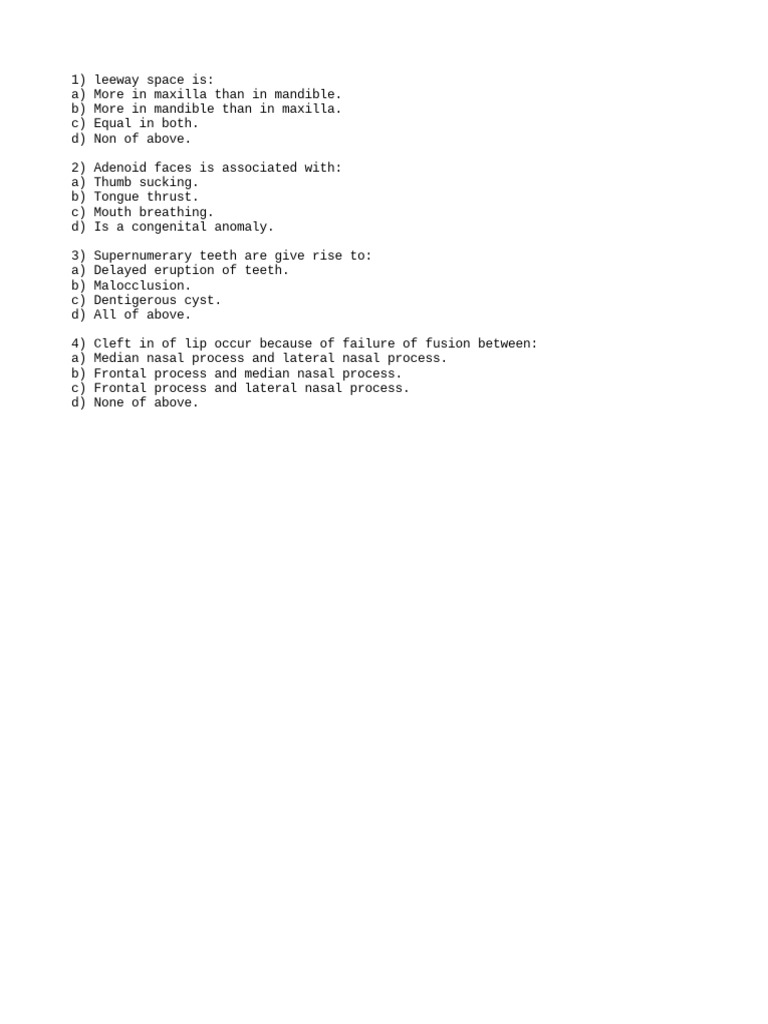 Pediatric Dental and Craniofacial Quiz | PDF