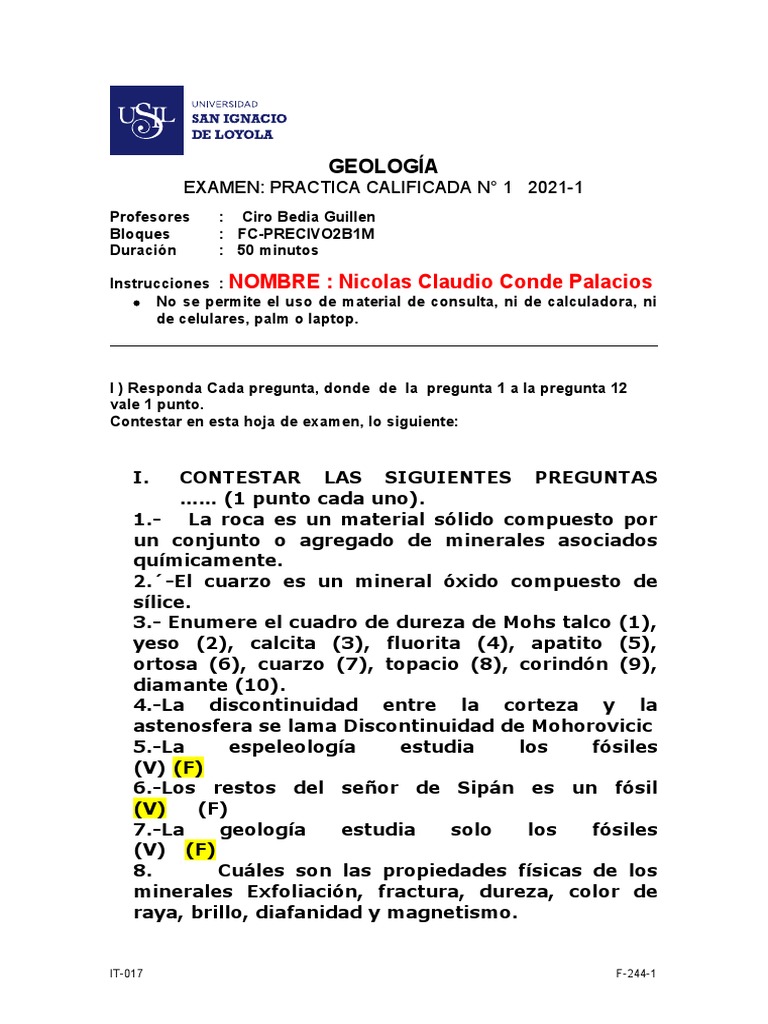 Usil PC1. Geol 2021 1 | PDF