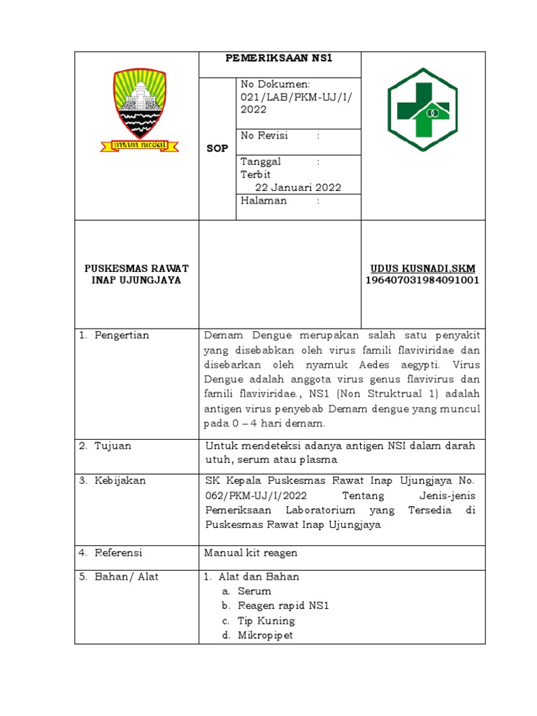 SOP Pemeriksaan NS1 | PDF
