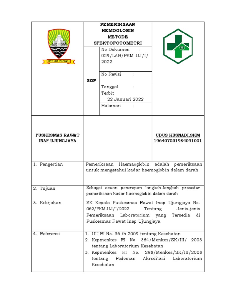 SOP Pem HB Metode Fotometer | PDF