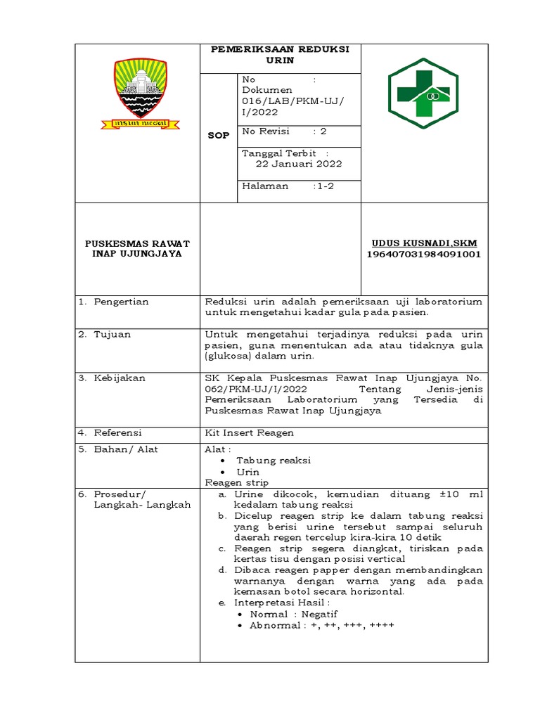 Pemeriksaan Reduksi Urin untuk Glukosa | PDF