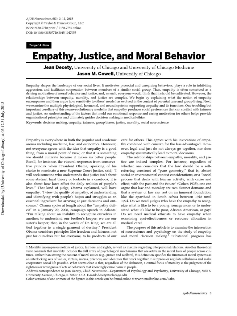 Empathy Justice and Moral Behavior | PDF