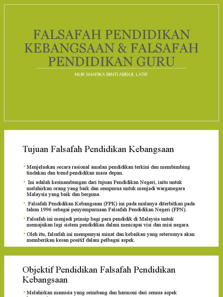 Falsafah Pendidikan Kebangsaan & Falsafah Pendidikan Guru | PDF