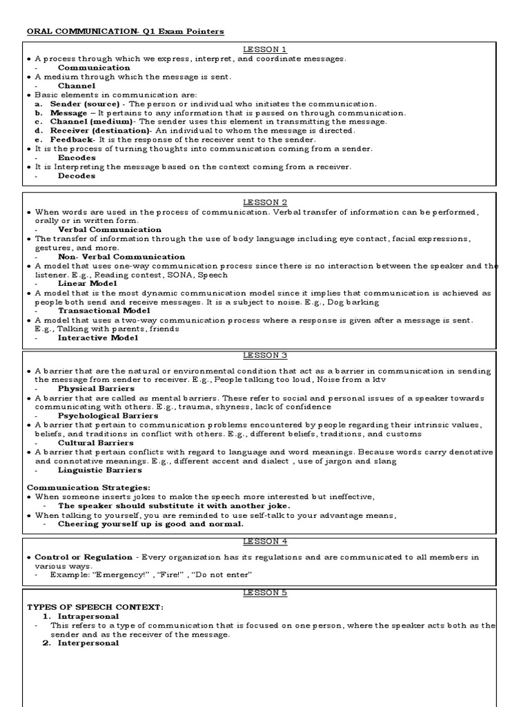 ORALCOM Q1 Exam Pointers | PDF