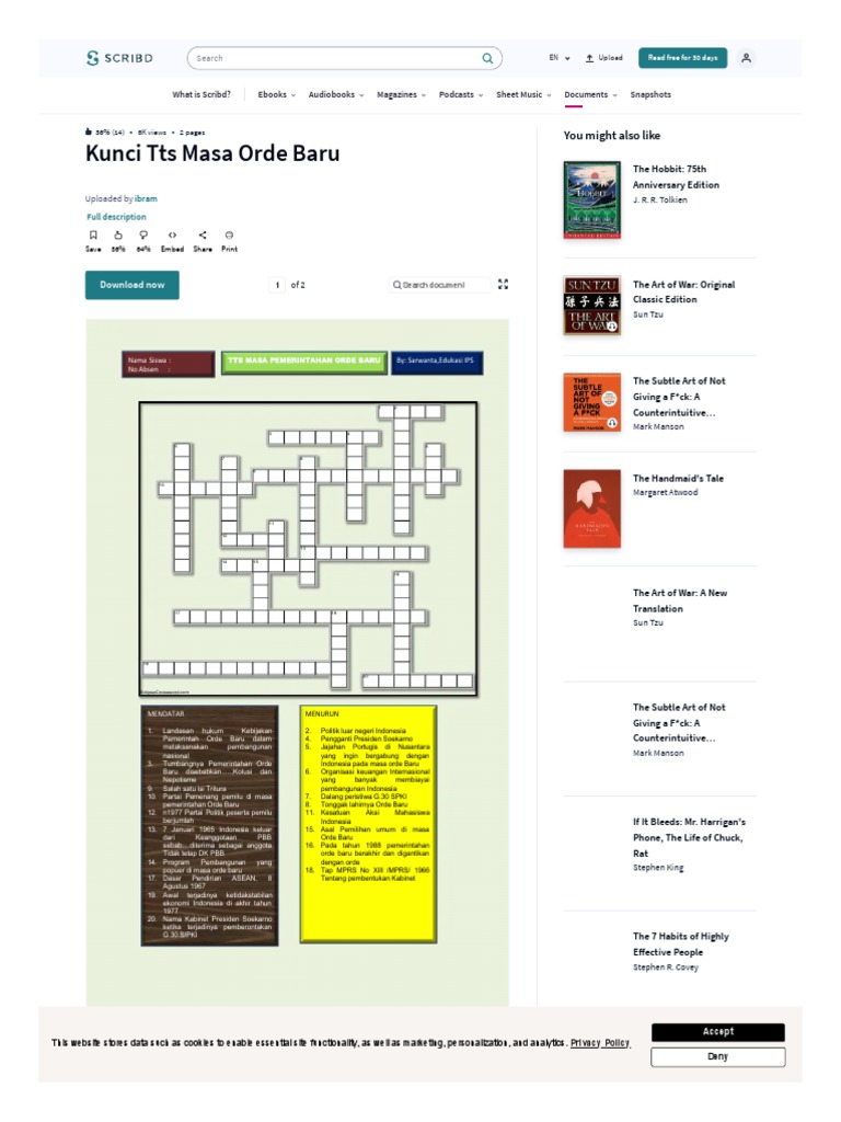 WWW Scribd Com Document 495501220 Kunci Tts Masa Orde Baru | PDF