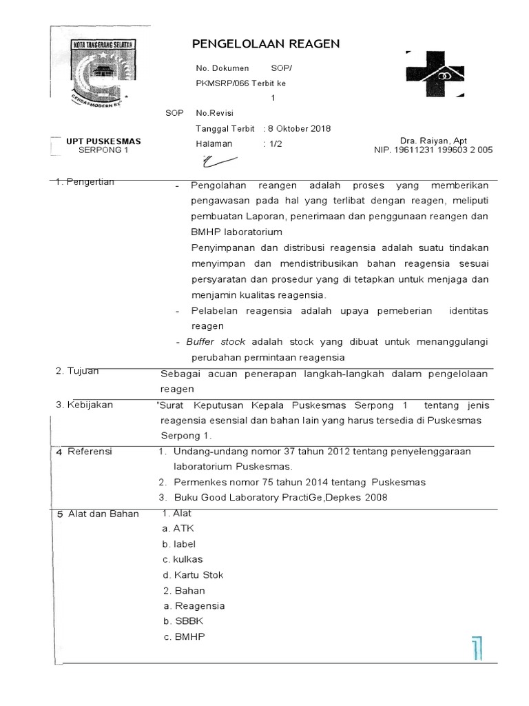 Pengelolaan Reagen | PDF
