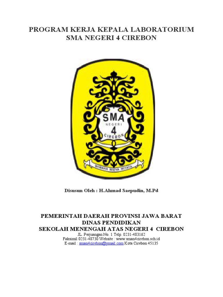 Program Kerja Kepala Laboratorium Sma Negeri 4 Cirebon | PDF