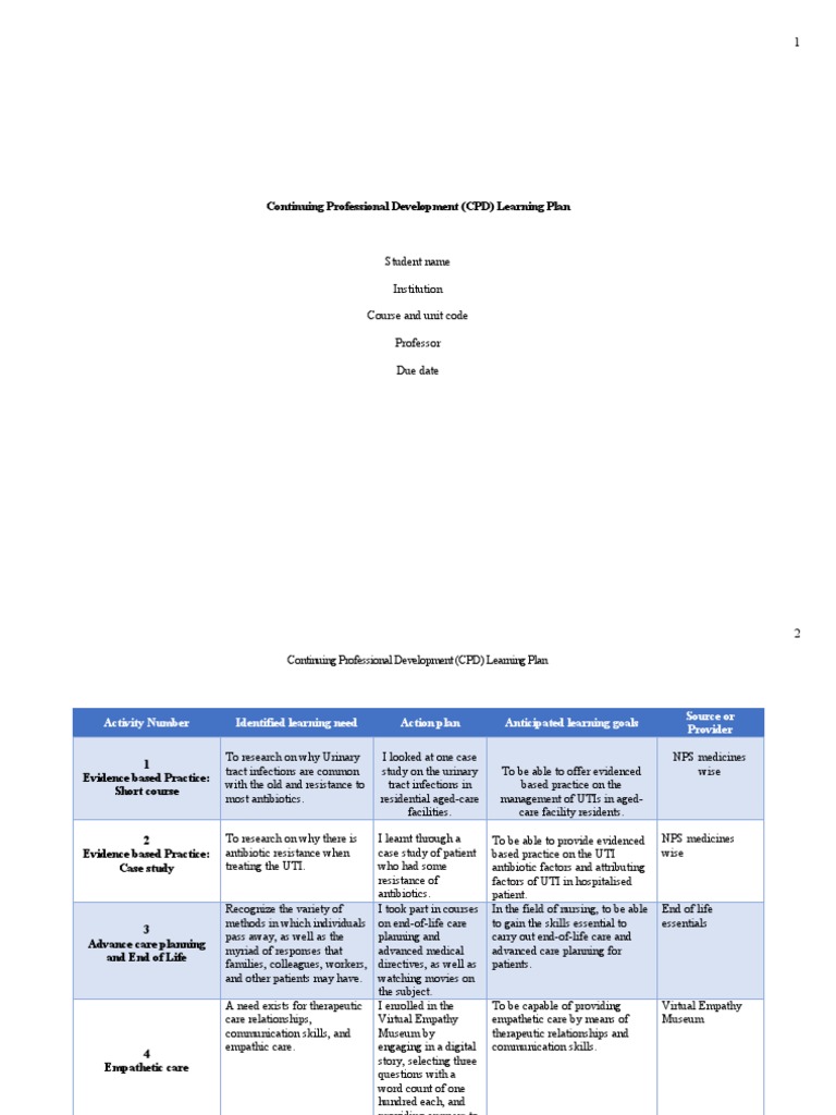 Continuing Professional Development Record | PDF