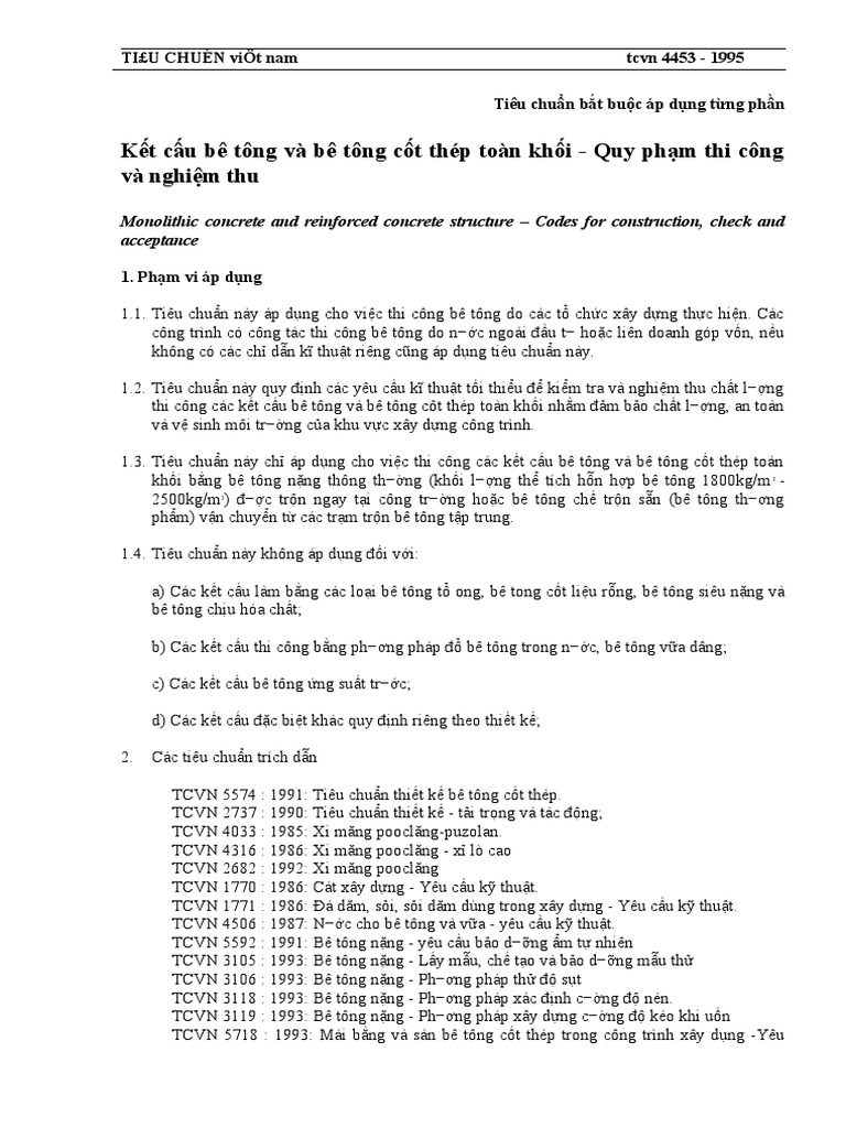 TCVN 4453-1995 - Ket Cau BT Va BTCT Toan Khoi | PDF