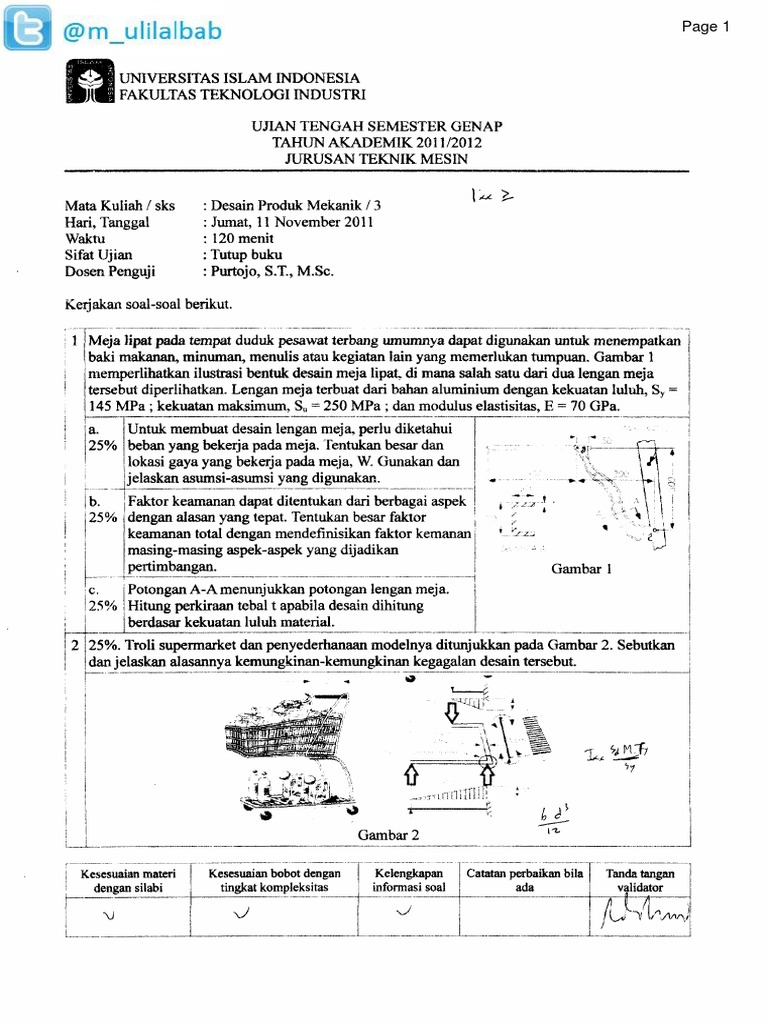 Soal Uts Desain Produk Mekanik Teknik Mesin | PDF