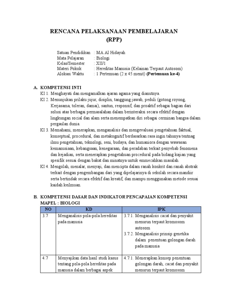 RPP 2 - Rina Mulyanah - Biologi - (Problem Base Learning PBL) | PDF ...