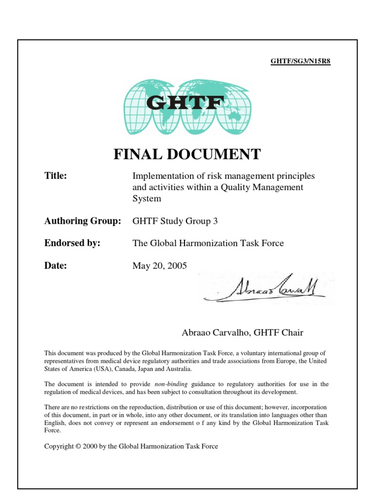 Implementation of Risk Management Principles | PDF | Risk Management | Quality Management System