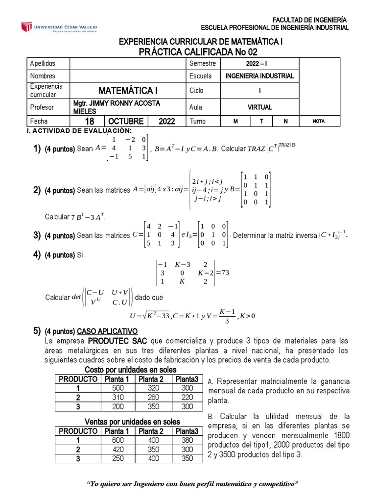 PC2 Matematica Ic - 2022-02 | PDF | Business | Ingeniería