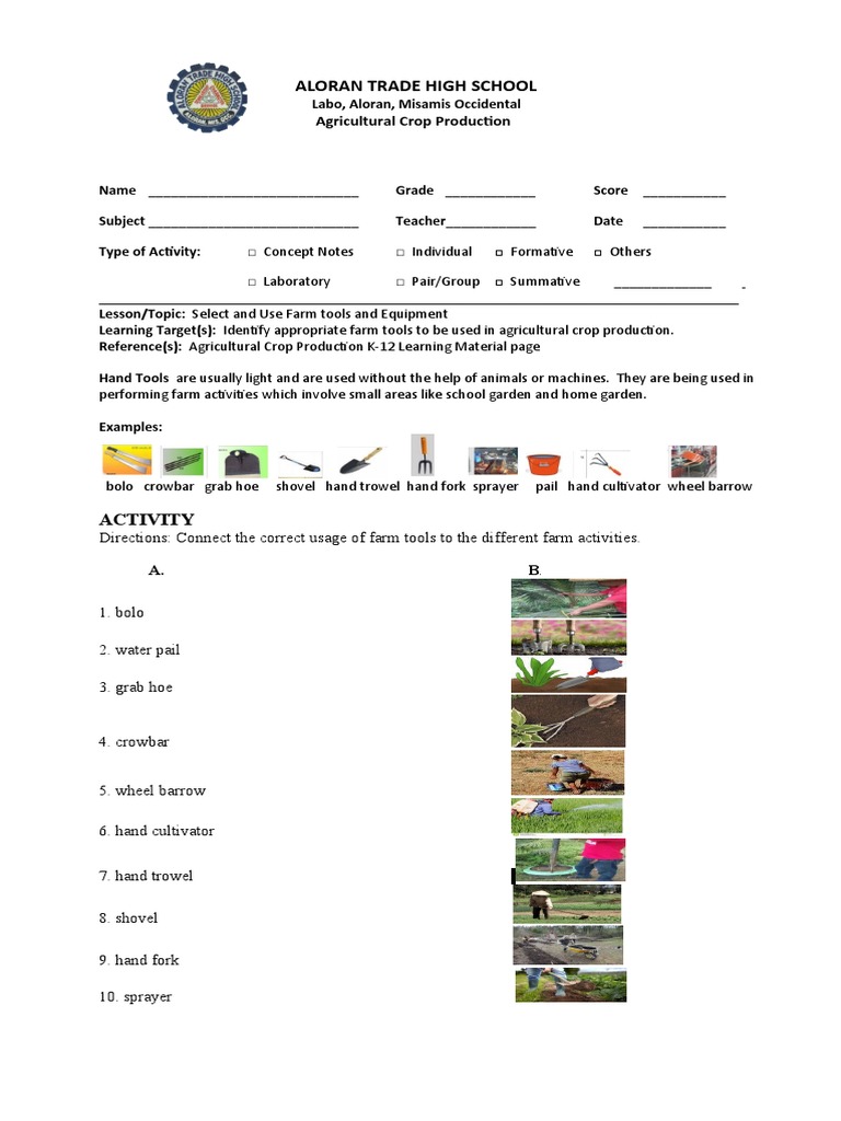LAS AGRICULTURE Grade 7 | PDF | Tillage | Plough