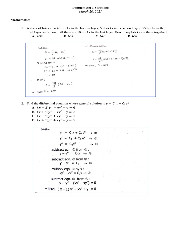 Brainmesh 2021 Problem Set 1 Solutions | PDF