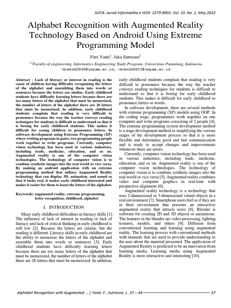 Alphabet Recognition With Augmented Real A7043572 | PDF | Augmented ...