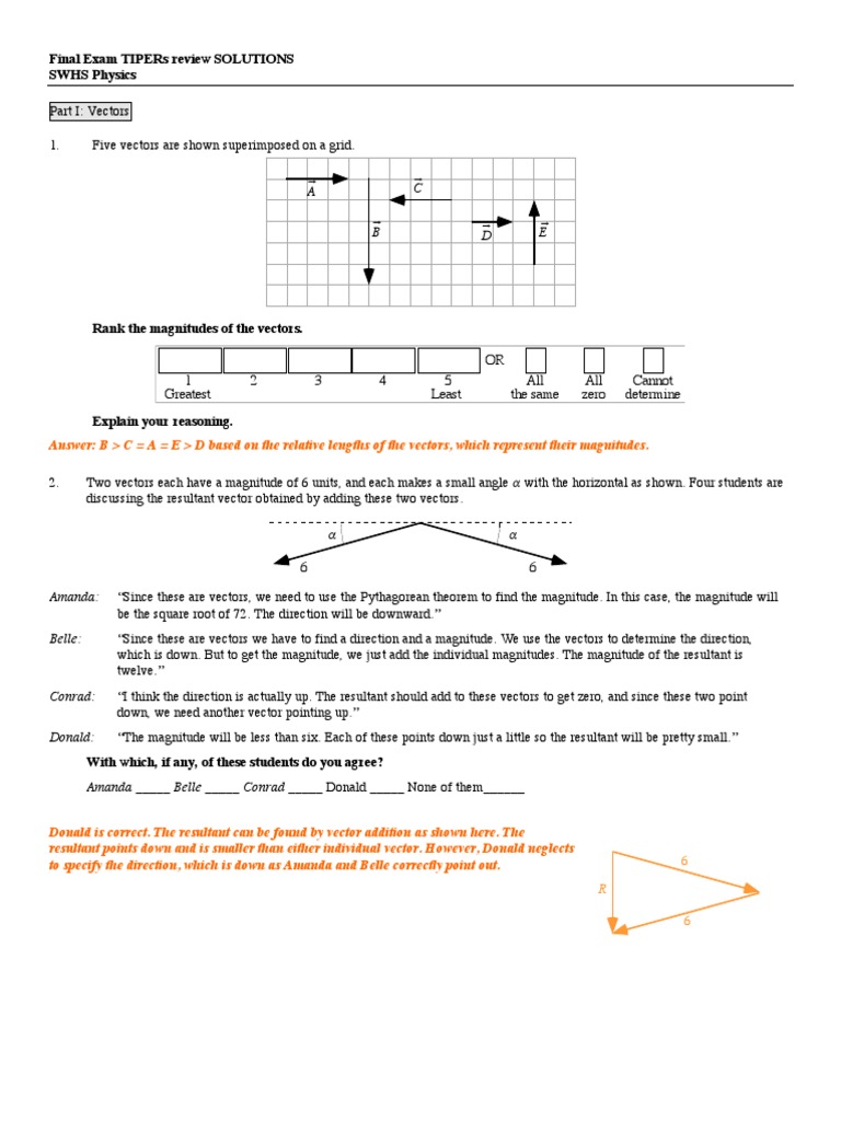 Fall Final Review TIPERs Solutions 2019 | PDF | Acceleration | Force