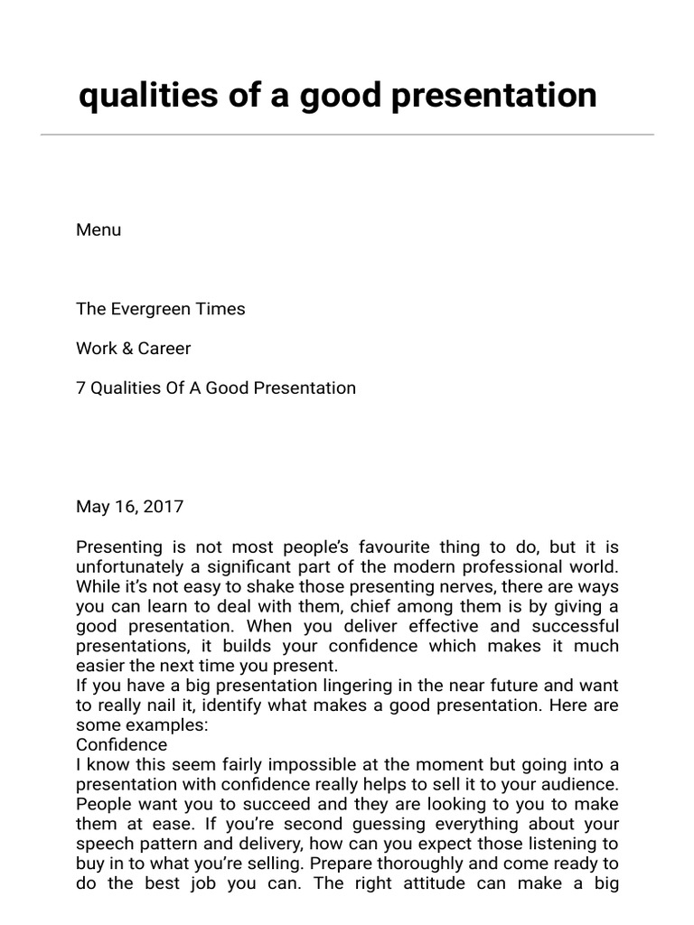 Qualities of A Good Presentation 2022-10!21!13!55!54 | Download Free ...