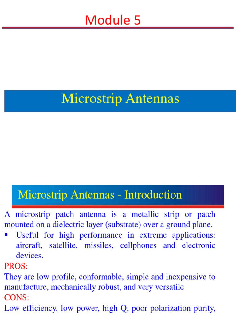 Module5 Microstrip-Antennas Part1 | PDF | Antenna (Radio) | Coaxial Cable