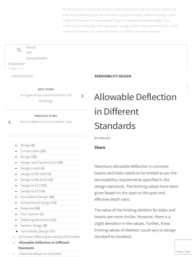 Allowable Deflection in Different Standards - Structural Guide | PDF ...
