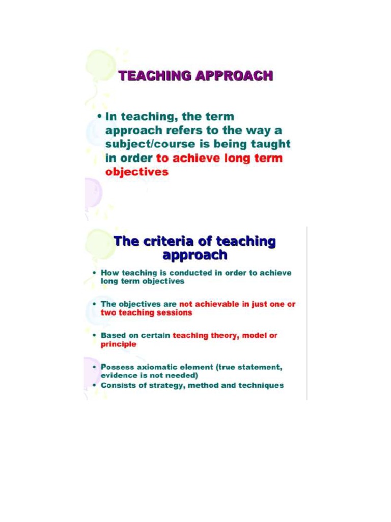 Teaching Approaches, Methods, Strategies, Techniques | PDF