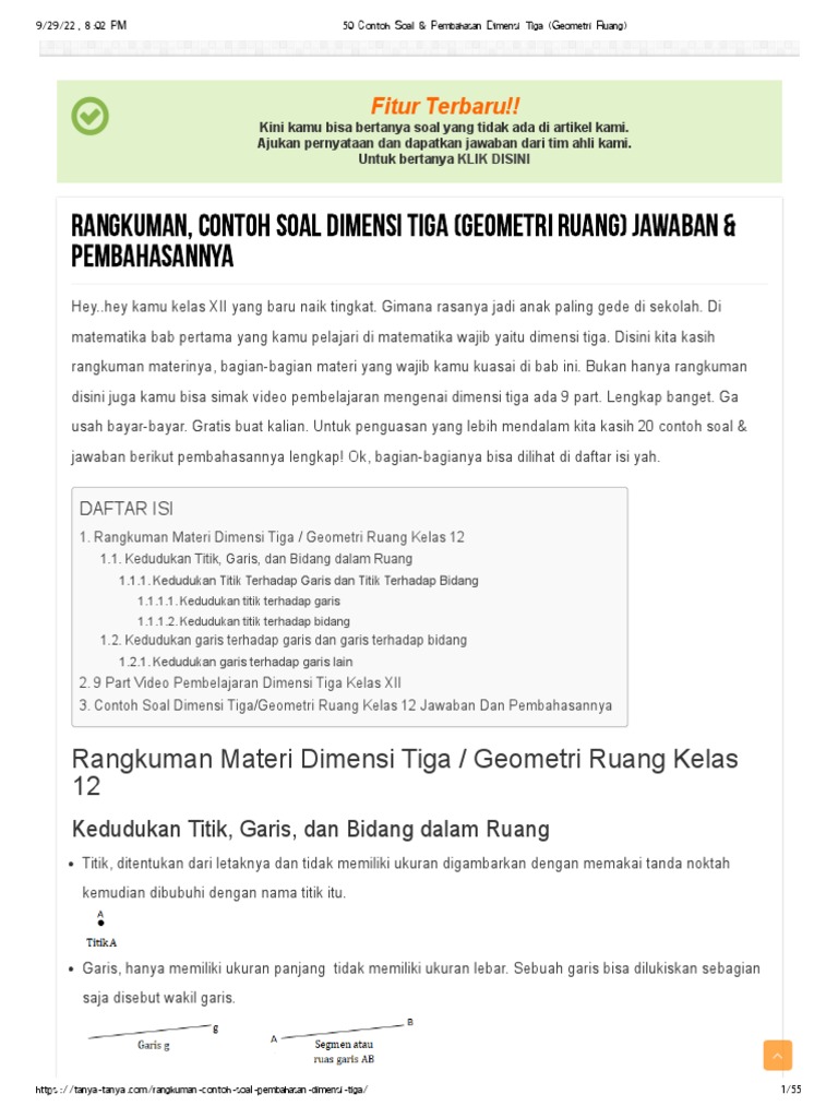 Soal Matematika Dimensi Tiga | PDF