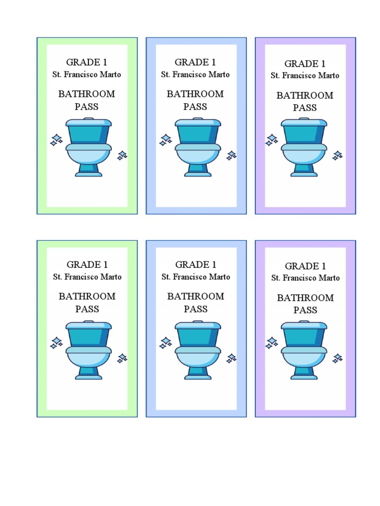 Bathroom Pass Records for Grades 1 & 6 | PDF | Cooking, Food & Wine ...