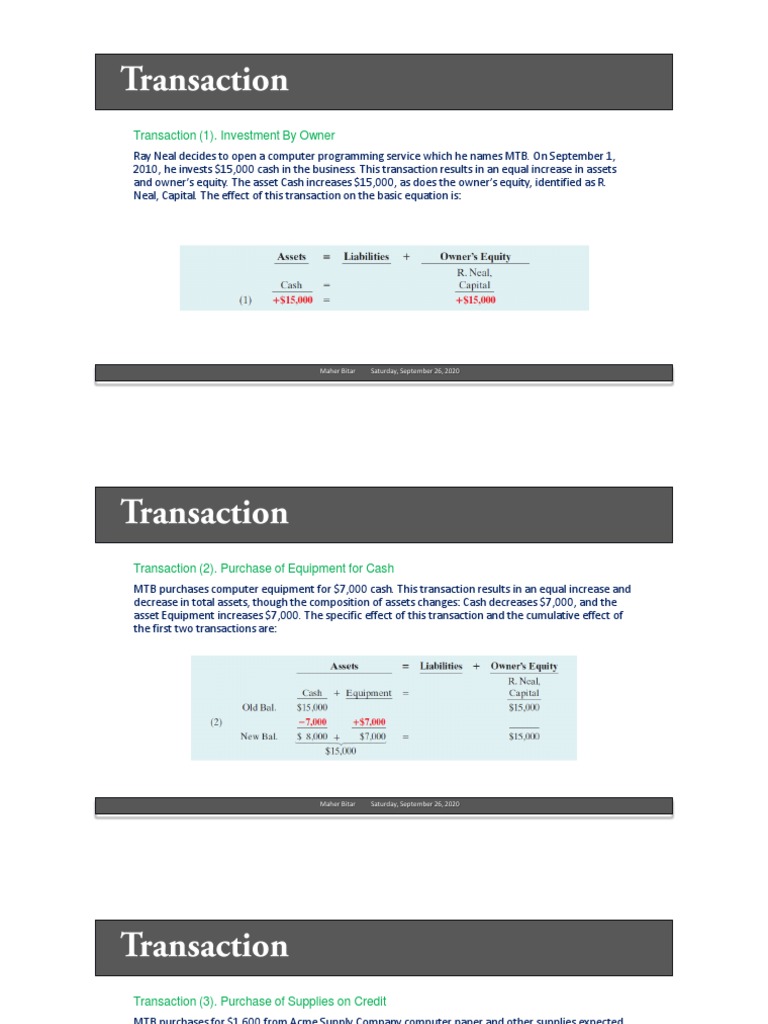 حل مسألة المعادلة المحاسبية | PDF | Debits And Credits | Equity (Finance)