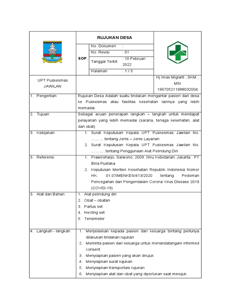 Sop Rujukan Desa | PDF