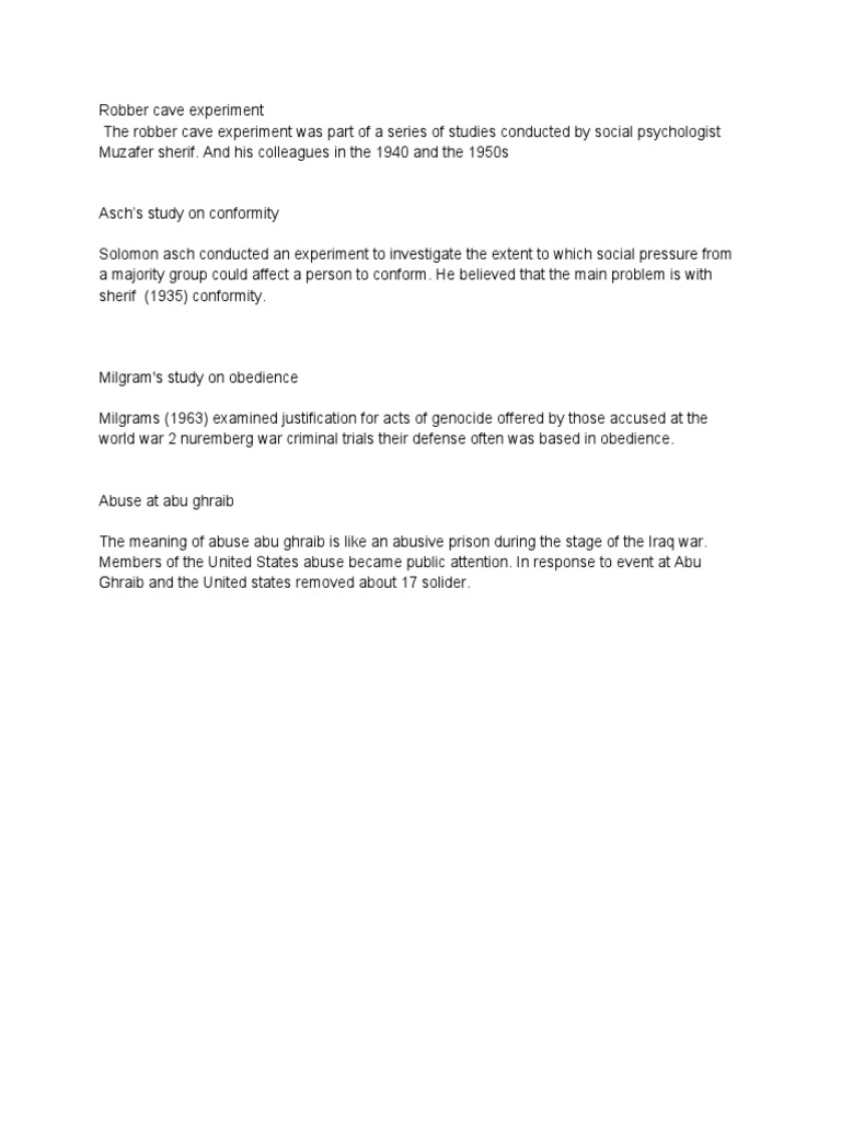 Robber Cave Experiment | PDF