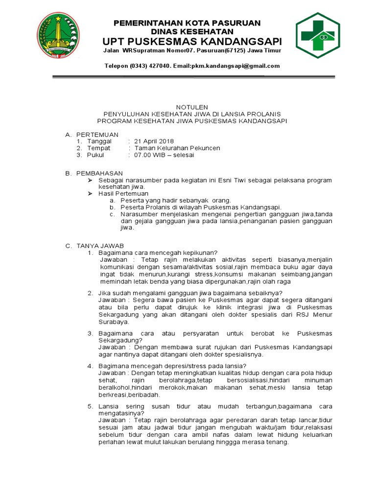 Notulen Prolanis Pekuncen | PDF