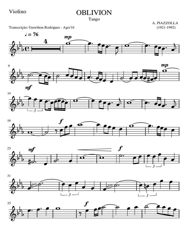 Oblivion Violin 2 (Piano Duet) | PDF